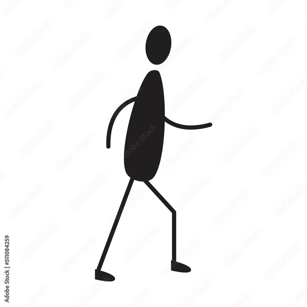 Stickman figure walking symbol person illustration in a glyph sketch ...