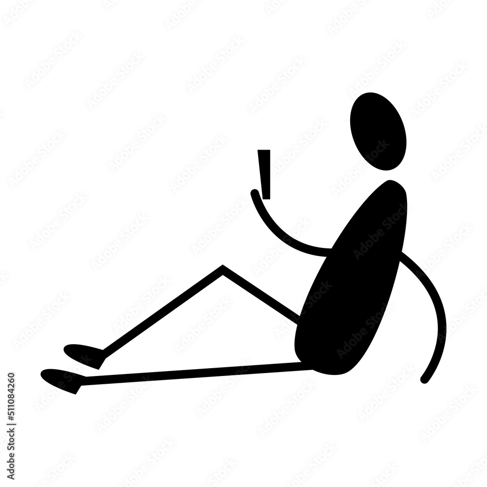 Stickman figure symbol with mobile in hand illustration symbol in a ...