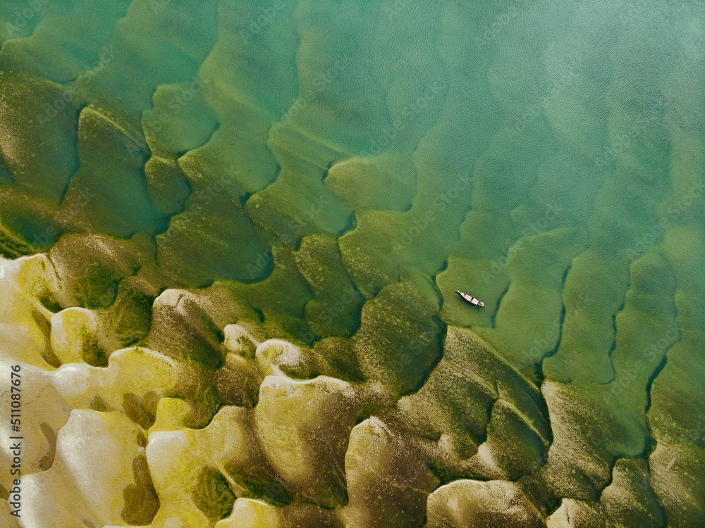 Huge sandbars arise in river Jamuna when the water level drops during ...