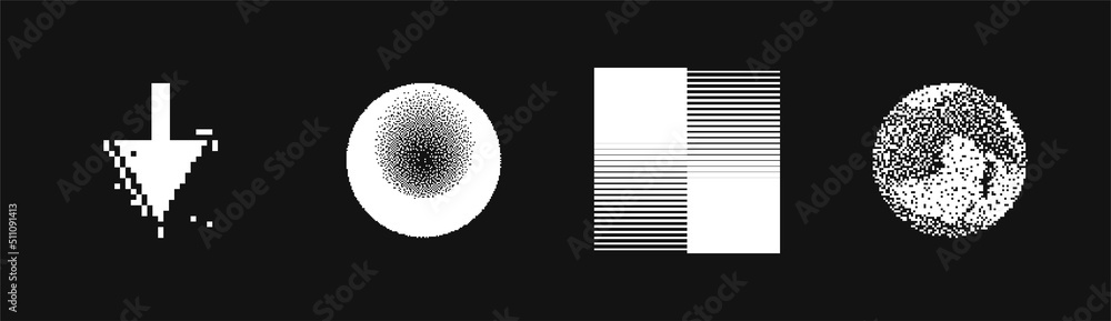 Universal Trendy Geometric Shapes Set With Vector Bitmap Dithering ...