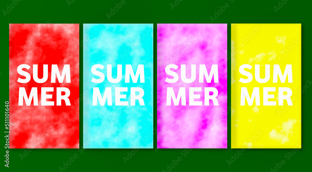 Summertime theme collection with abstract smoke color gradients. Summer ...