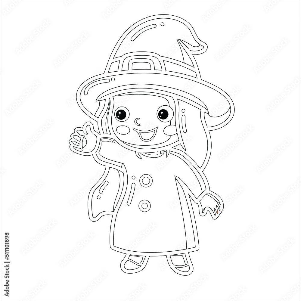 Sweet girl in witch Coloring page , Cute chibi kawaii Witch characters ...