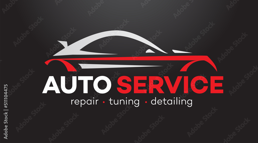 Auto service vector logo isolated on black background for detailing ...