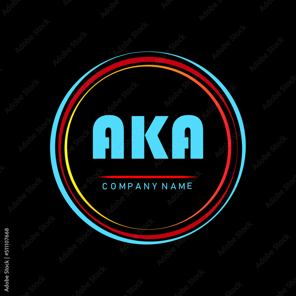 AKA,A K A Alphabet Letter Design With Creative Circle ,A K A Letter ...