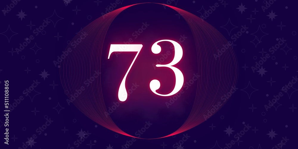 Number 73. Banner with the number seventy three on a blue background ...
