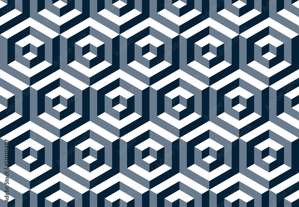 Seamless vector 3D pattern with cubes. Optical illusions. Template for ...