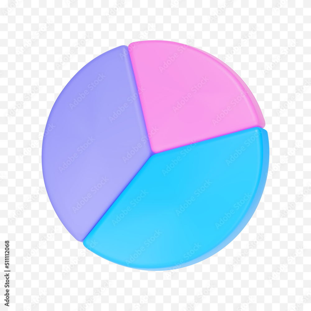 3D render round pie chart diagram isolated on white background vector ...