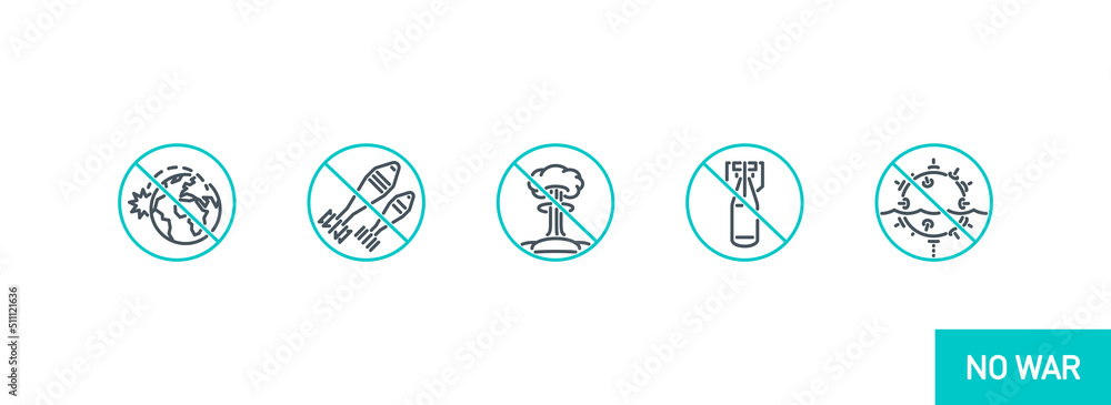 bombing with atomic aerial bombs line icon collection isolated on white ...