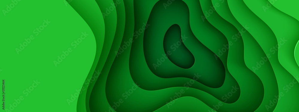 Abstract green background in paper cut style. 3d layout wallpaper cut ...