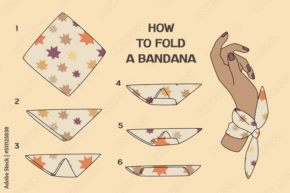 Bandana Folding Infographic Instruction Stock Vector | Adobe Stock