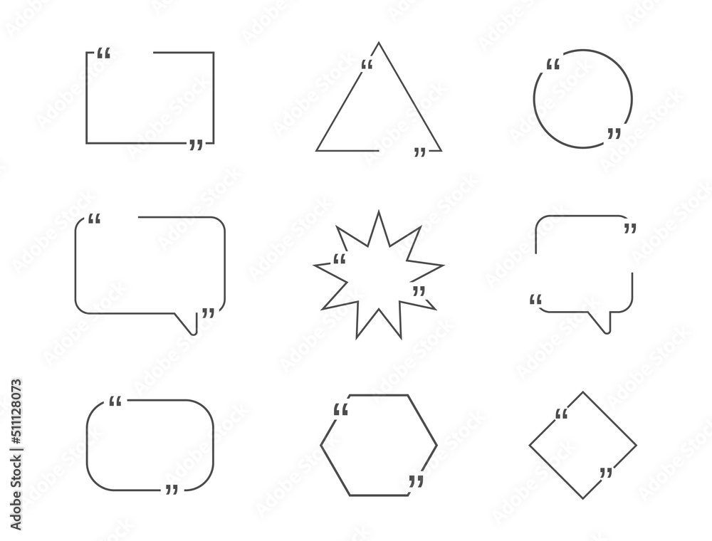 Quote bubble set. Social media chat. Line text frame. Quotation title ...