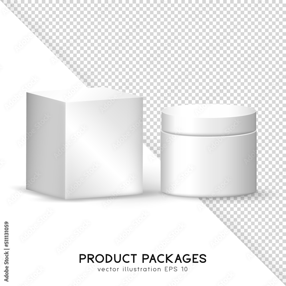 Mockup with two realistic white matte containers for product ...