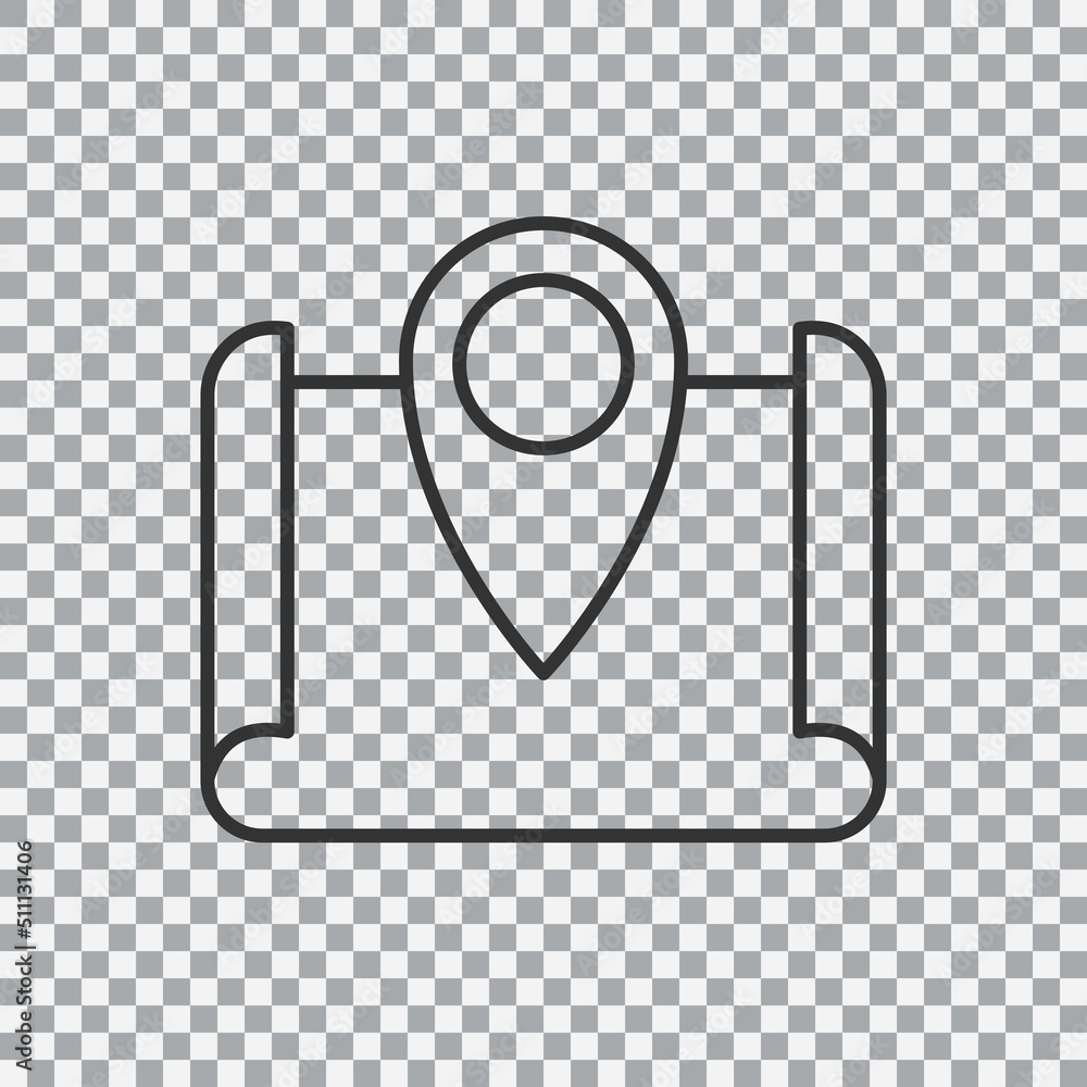 Map search outline icon isolated on transparent background. Vector ...
