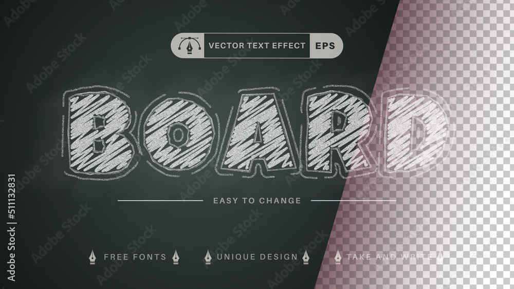 Chalk Hatching - Editable Text Effect, Font Style Stock Vector | Adobe ...