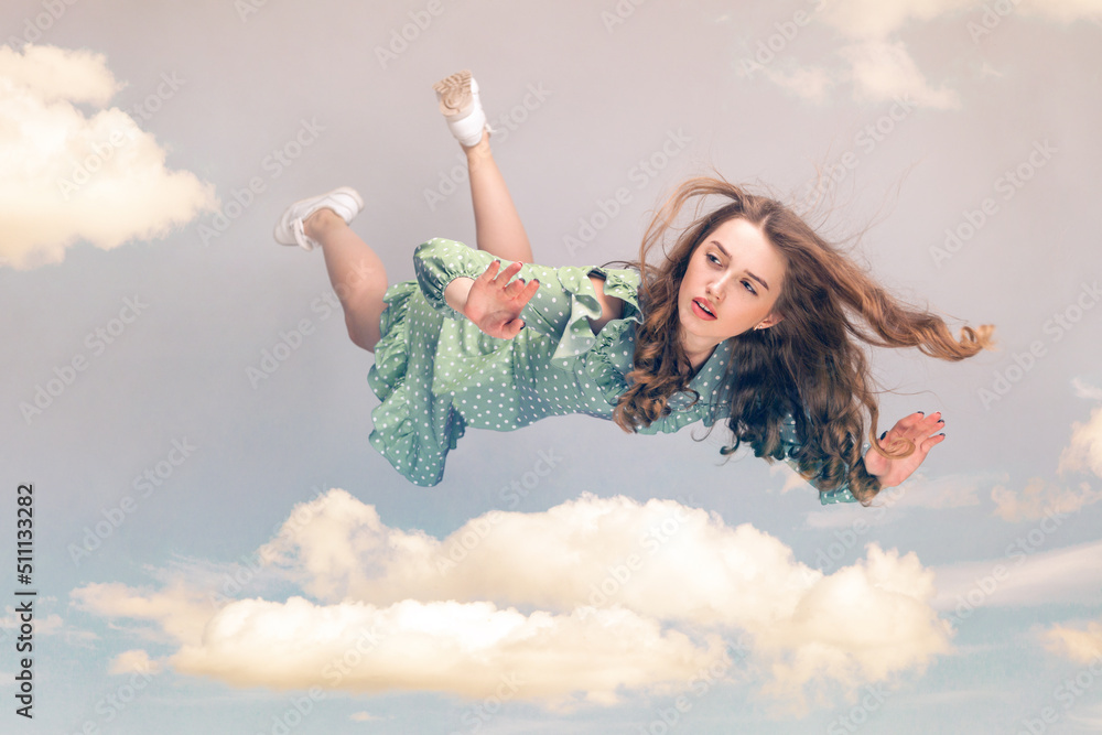 Girl Falling From Clouds