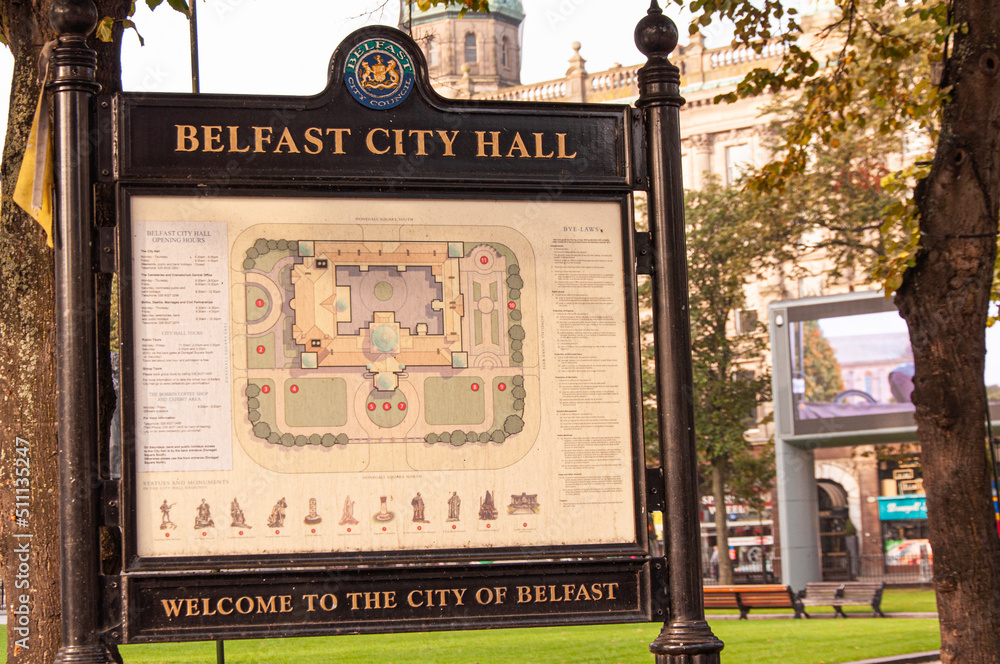 Welcome to the City of Belfast Map and Sign, Belfast City Hall, in ...