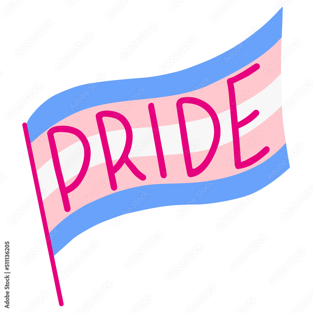 Transgender flag vector during pride month celebration. Lettering sign ...