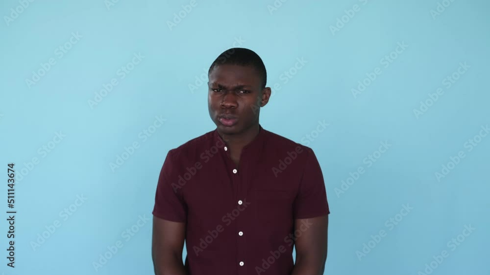 Refusing man. Head shake. Disagreement rejection. Stop. Boomerang ...