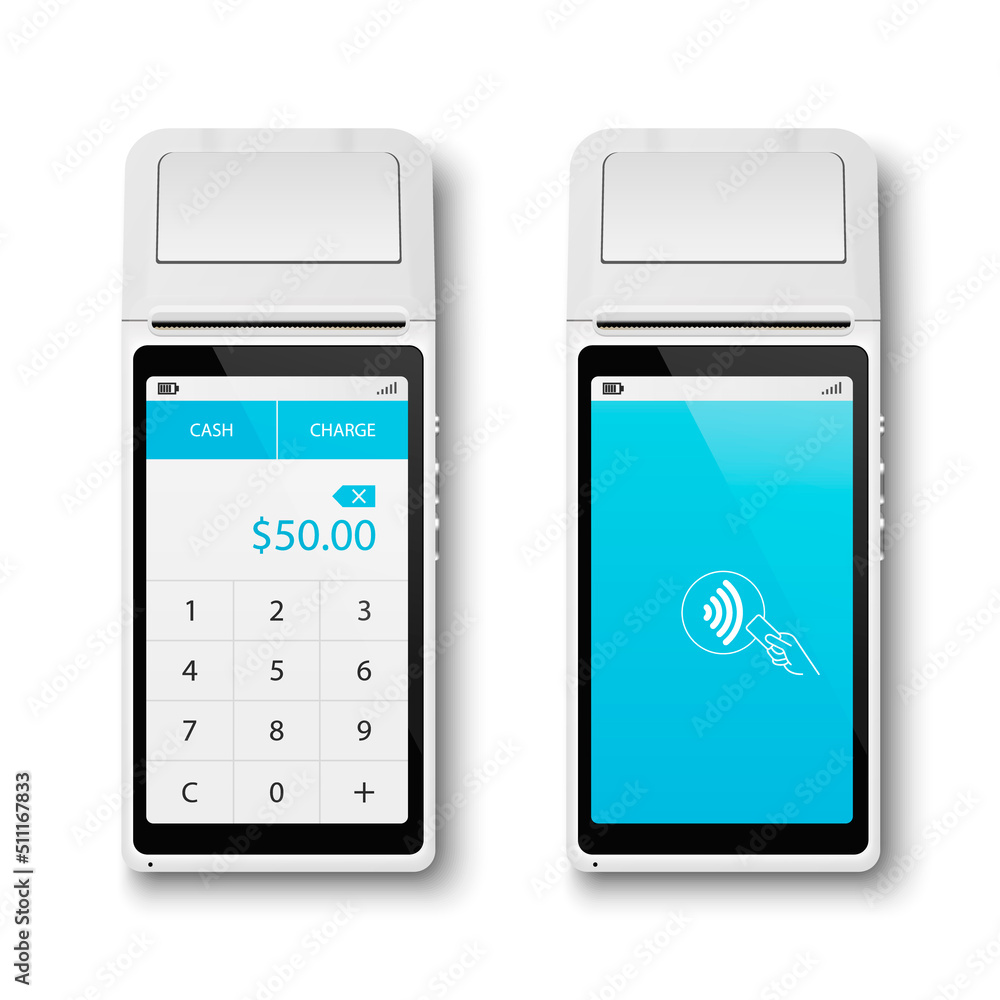Vector 3d NFC Payment Machine Set Isolated. Wi-fi, Wireless Payment ...