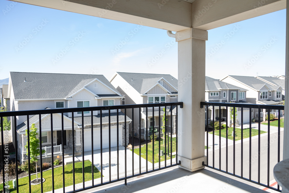 Bright sky third floor balcony Stock Photo | Adobe Stock