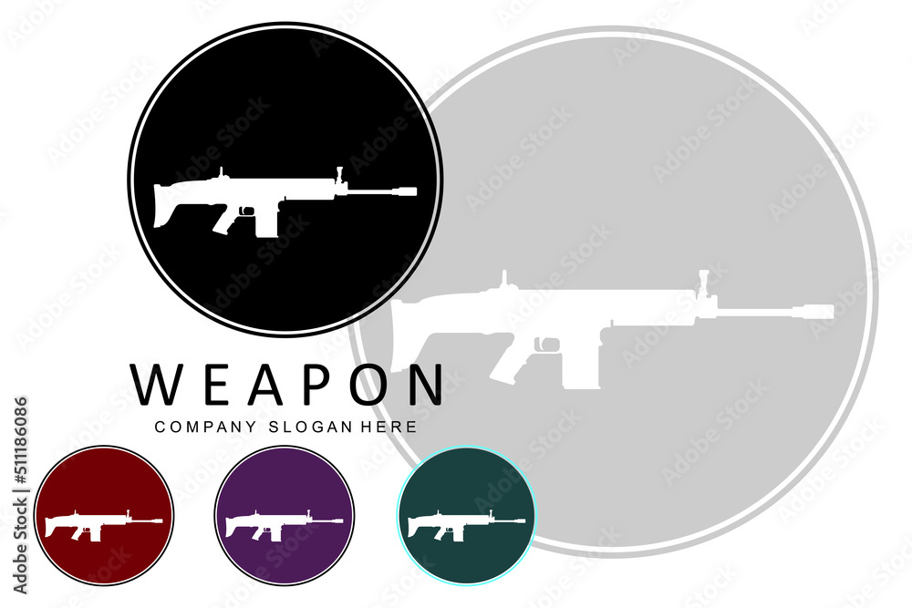 Automatic weapon logo vector icon. Battle weapons. Pistols, rifles ...