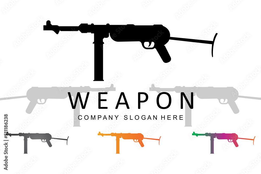 Automatic weapon logo vector icon. Battle weapons. Pistols, rifles ...