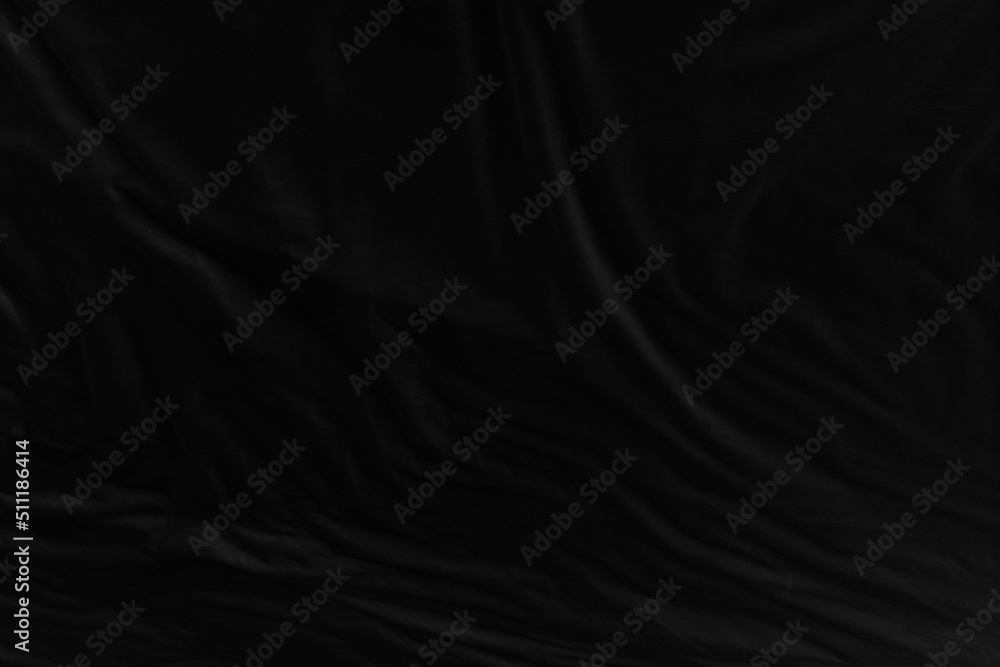 Black fabric texture for background; Abstract black fabric cloth wave ...