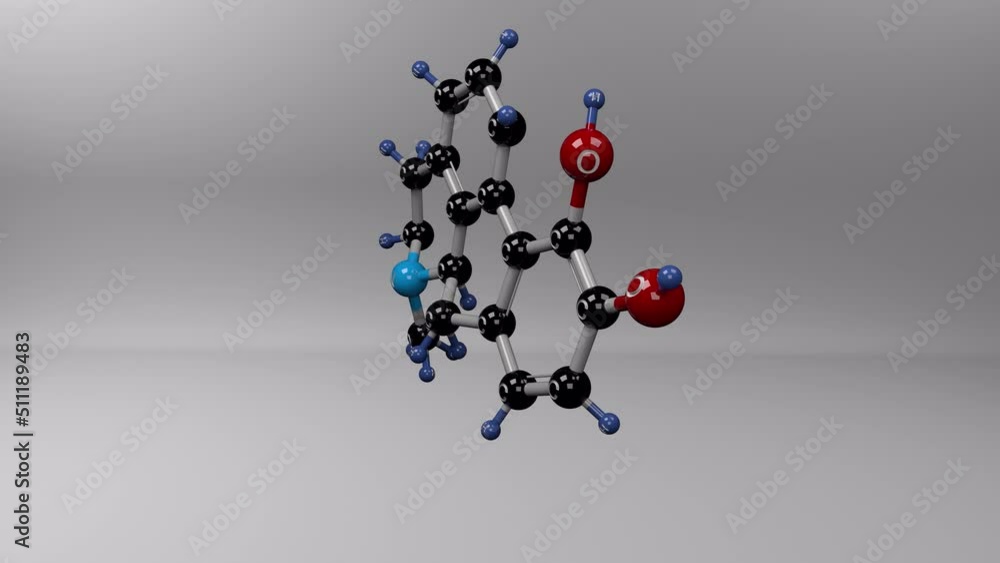 Apomorphine molecule. Molecular structure of apokyn, synthetic opioid ...