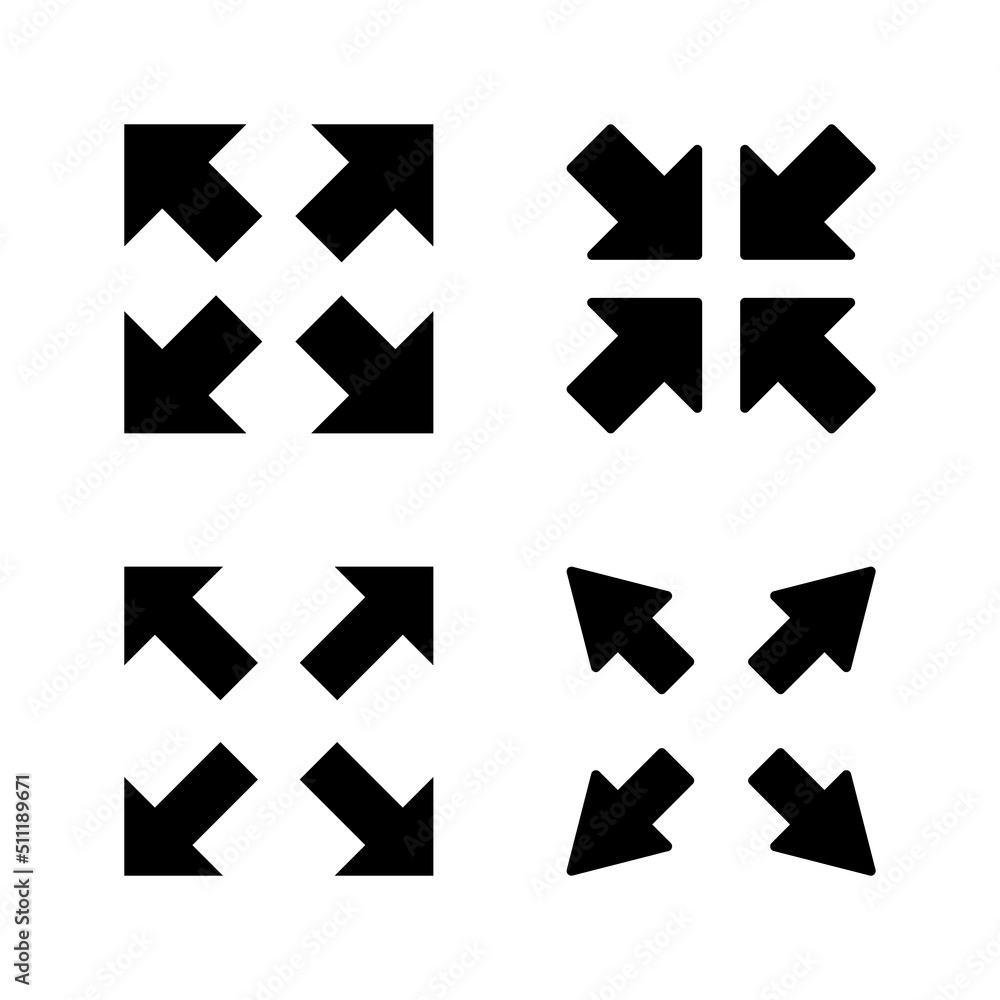Fullscreen Icon vector. Expand to full screen sign and symbol. Arrows ...