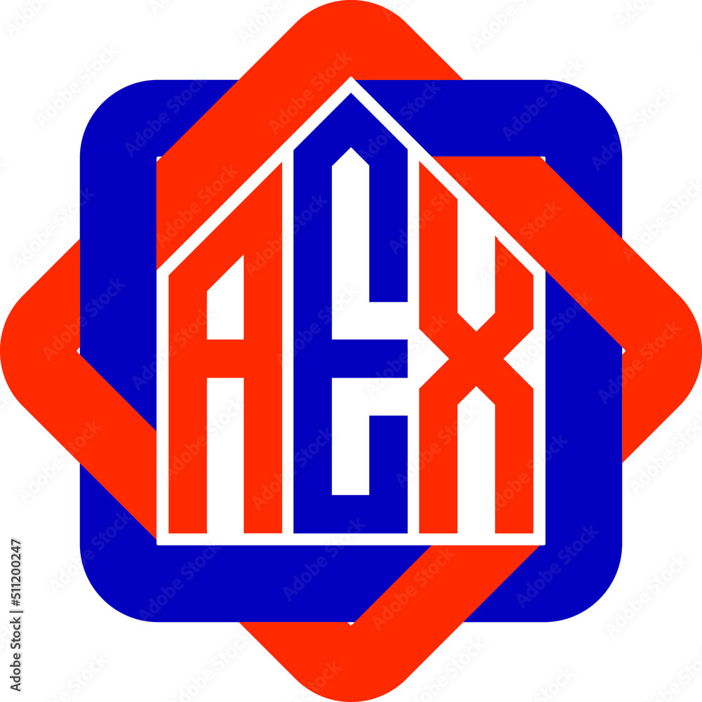 AEX three letter real estate logo with home icon logo design vector ...