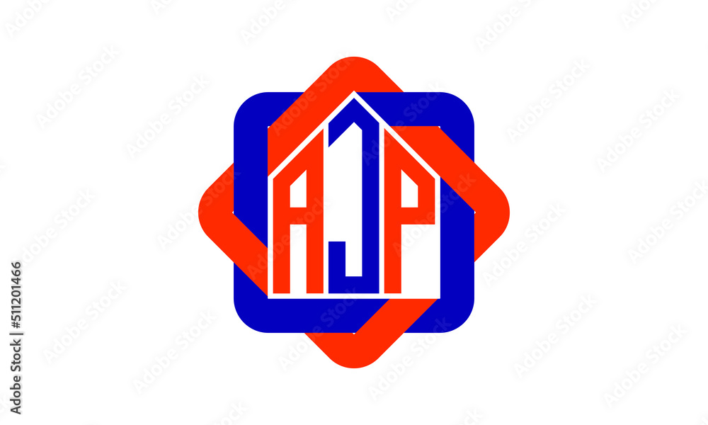 AJP three letter real estate logo with home icon logo design vector ...
