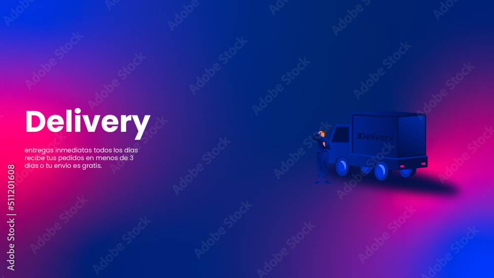 delivery, transporte, paquetería, azul, rosa, ícono, vector, eps ...