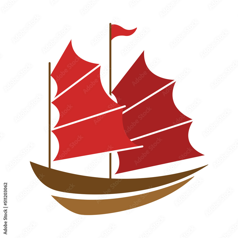 Red Aboard Cruise Ship on Hong Kong River Illustration Vector ...
