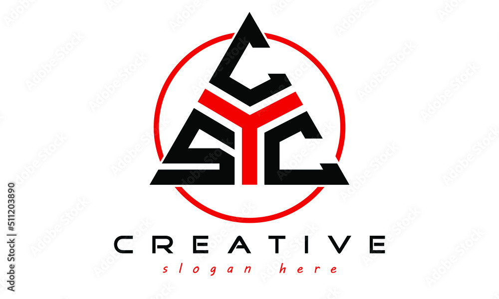SCC three letter creative triangle shape in circle logo design vector ...