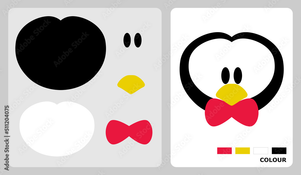 Penguin head pattern for kids crafts or paper crafts. Vector ...