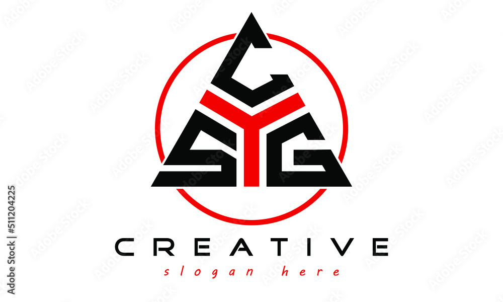 SCG three letter creative triangle shape in circle logo design vector ...