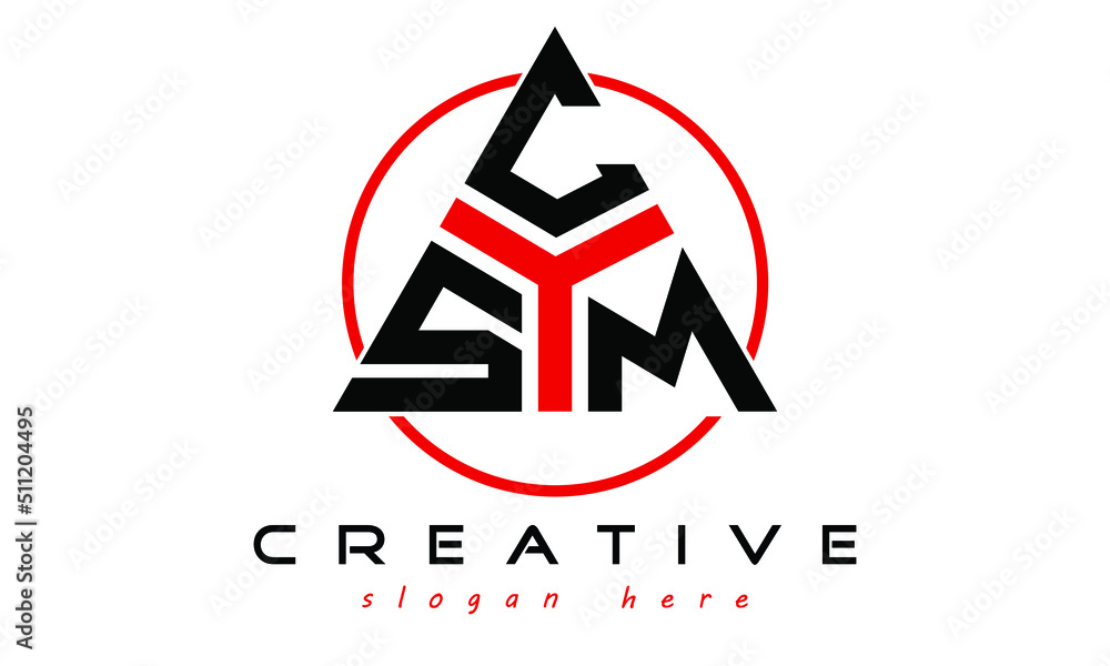 SCM three letter creative triangle shape in circle logo design vector ...
