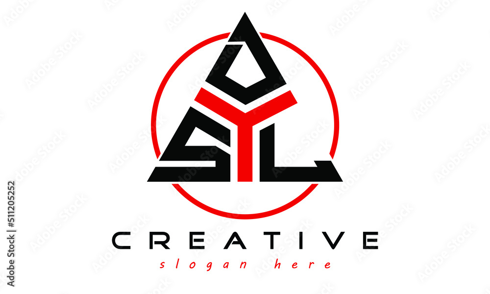SDL three letter creative triangle shape in circle logo design vector ...