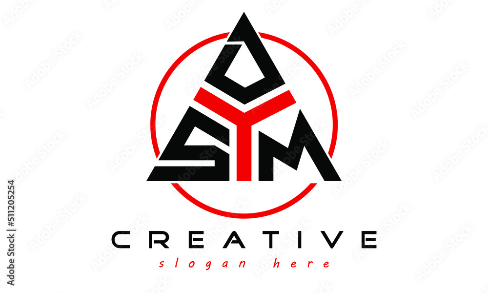 SDM three letter creative triangle shape in circle logo design vector ...