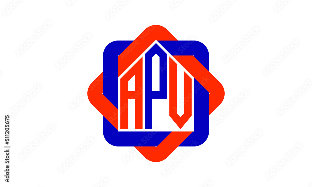 APV three letter real estate logo with home icon logo design vector ...
