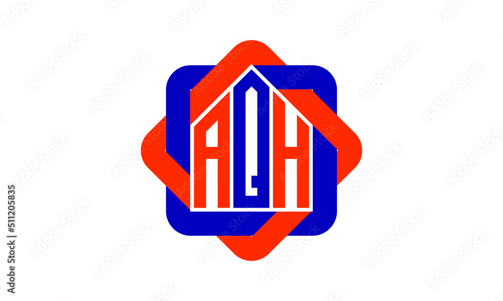 AQH three letter real estate logo with home icon logo design vector ...