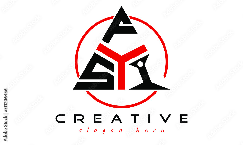 SFI three letter creative triangle shape in circle logo design vector ...