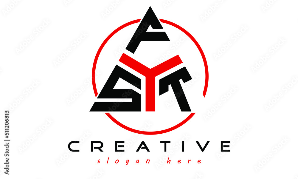 SFT three letter creative triangle shape in circle logo design vector ...