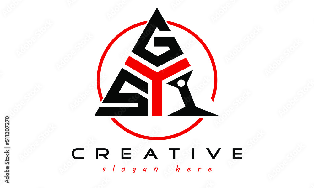 SGI three letter creative triangle shape in circle logo design vector ...