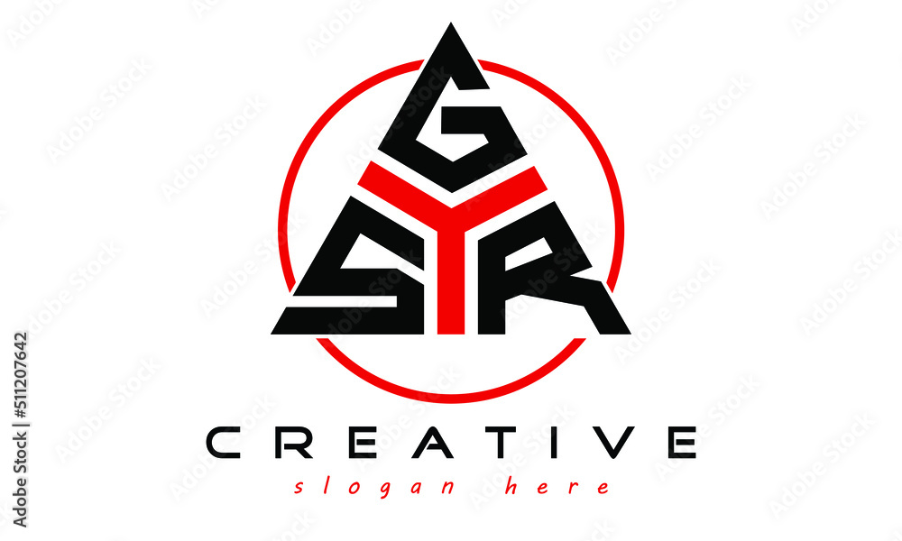 SGR three letter creative triangle shape in circle logo design vector ...