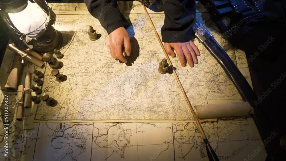 Map drawn for war from the historical period. The commander positions ...