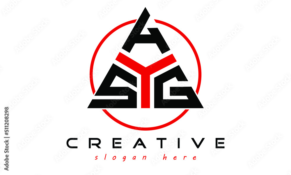 SHG three letter creative triangle shape in circle logo design vector ...