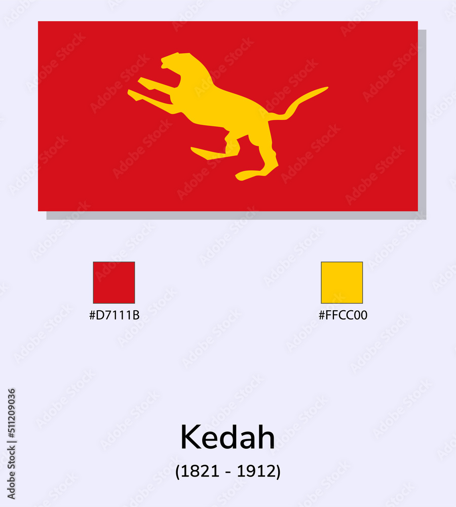 Vector Illustration of Kedah (1821 - 1912) flag isolated on light blue ...