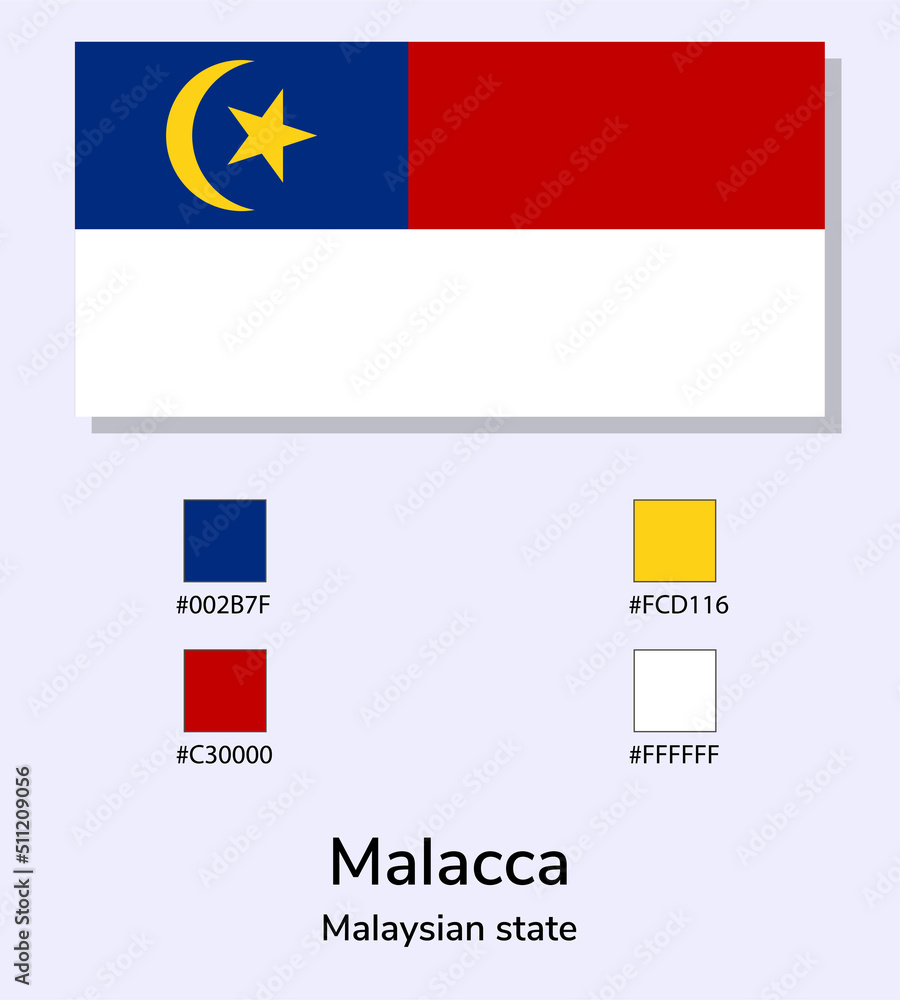 Vector Illustration of Malacca flag isolated on light blue background ...