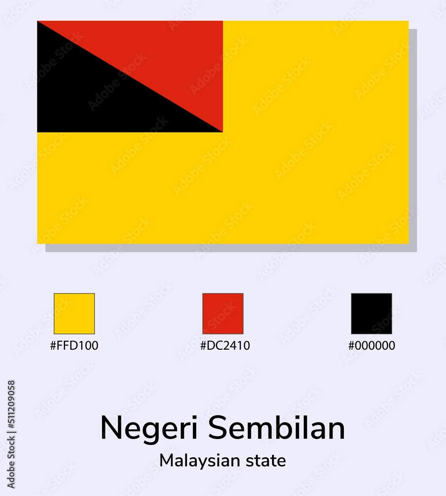 Vector Illustration of Negeri Sembilan flag isolated on light blue ...